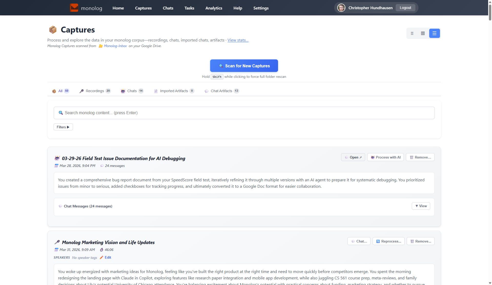 Monolog - Your thinking, logged—solo or with AI